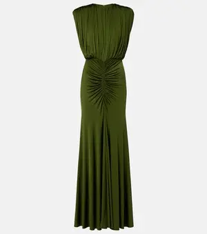 SELF-PORTRAIT Draped Ruched Gown - Green