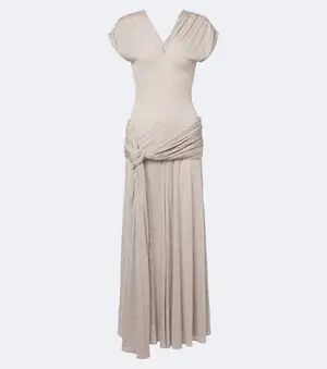 JW Anderson Draped Jersey Maxi Dress Grey
