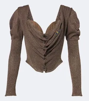 VIVIENNE WESTWOOD Bea Knitted Lame Corset Top - Brown