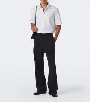 Gucci Web Stripe Silk And Cotton Wide-leg Pants