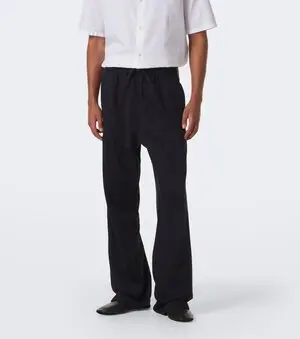 Gucci Web Stripe Silk And Cotton Wide-leg Pants