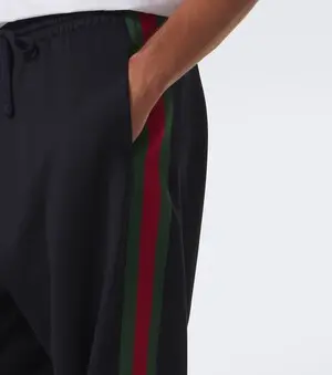 Gucci Web Stripe Silk And Cotton Wide-leg Pants