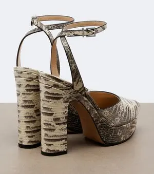 Fendi Snake-effect Leather Platform Sandals