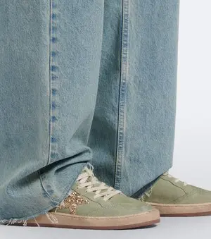 GOLDEN GOOSE Ball Star Glitter Suede Sneakers