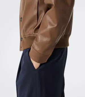 SLOWEAR Leather Bomber Jacket
