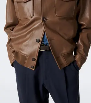 SLOWEAR Leather Bomber Jacket