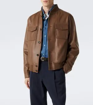 SLOWEAR Leather Bomber Jacket