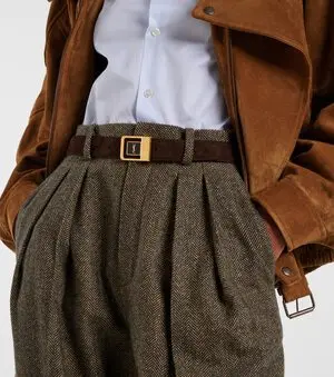 Saint Laurent Cassandre Suede Belt