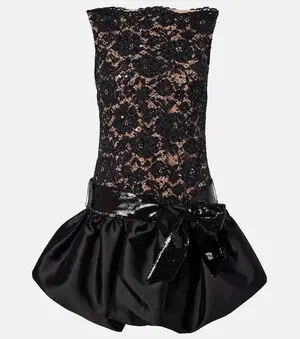 SELF-PORTRAIT Lace And Taffeta Minidress - Black