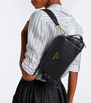 Prada Explore Small Leather Shoulder Bag - Black