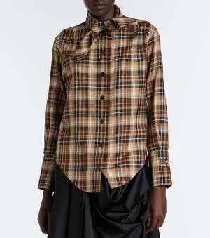 PATOU Bow-detail Checked Cotton Shirt