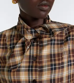 PATOU Bow-detail Checked Cotton Shirt