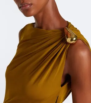 Bottega Veneta Gathered Jersey Maxi Dress - Green