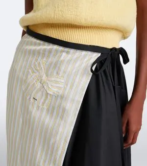 Prada Embroidered Striped Wrap Skirt