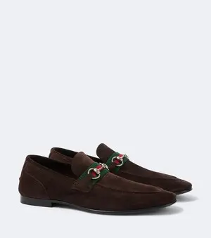 Gucci Como Horsebit Suede Loafers - Brown