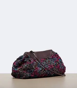 Dries Van Noten Small Embellished Leather-trimmed Clutch