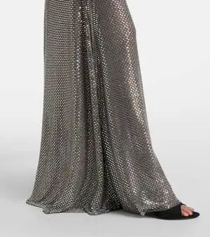 SELF-PORTRAIT Gathered Rhinestone-embellished Gown