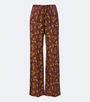 Dries Van Noten Floral Wide-leg Pants - Brown