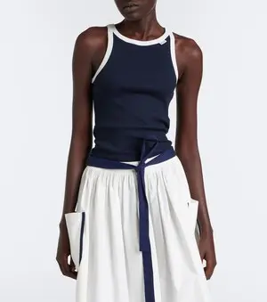 Prada Ribbed-knit Cotton Tank Top