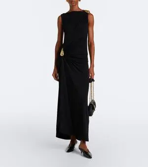 Bottega Veneta Gathered Jersey Maxi Dress - Black