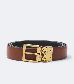 Saint Laurent Cassandre Reversible Leather Belt