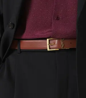 Saint Laurent Cassandre Reversible Leather Belt