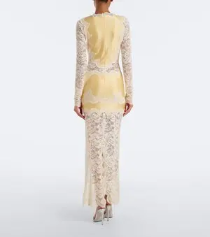 Rabanne Lace And Satin Maxi Dress