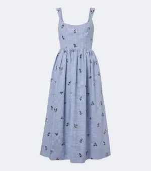 MARKARIAN Nara Sequin Gingham Cotton Midi Dress