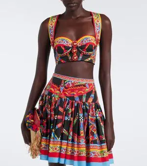 Dolce & Gabbana Carretto Cotton Poplin Crop Top