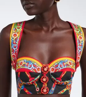Dolce & Gabbana Carretto Cotton Poplin Crop Top