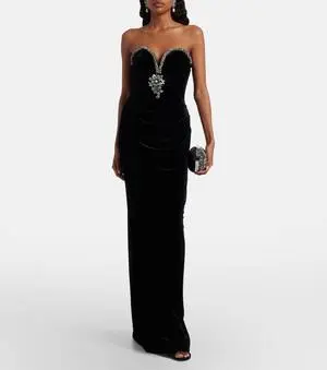 SELF-PORTRAIT Embellished Velvet Gown