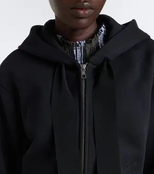 PATOU Peplum Cotton Zip-up Hoodie With Drawstring Hood