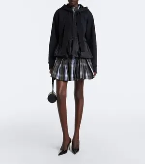 PATOU Peplum Cotton Zip-up Hoodie With Drawstring Hood