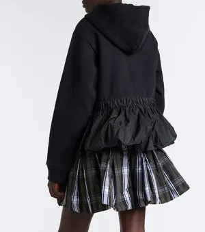 PATOU Peplum Cotton Zip-up Hoodie With Drawstring Hood