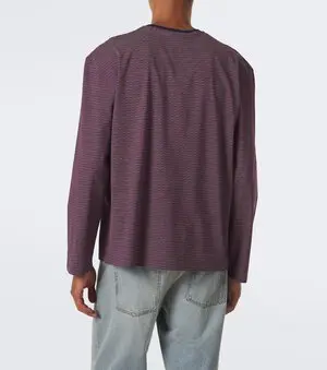 Miu Miu Striped Cotton Jersey Henley Shirt