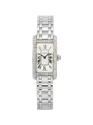 Cartier Tank Américaine Diamond Bezel Stainless Steel Watch - White