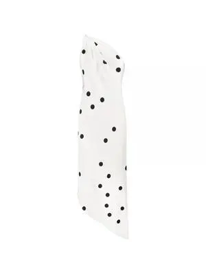 Anna October Polka Dot One-shoulder Midi Dress