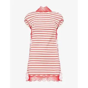 Christopher Esber Stripe Lace-trim Mini Dress