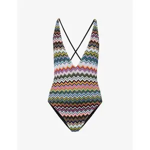Missoni Chevron Plunge Knit Swimsuit - Multi