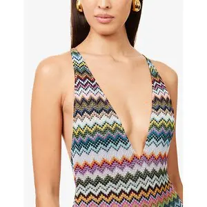 Missoni Chevron Plunge Knit Swimsuit