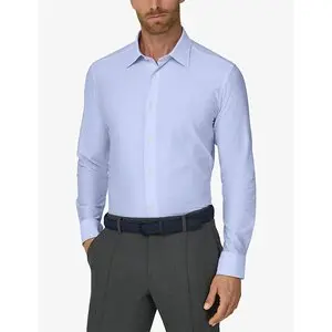 Boggi Milano Striped Regular-fit Cotton-jersey Shirt - Light Blue