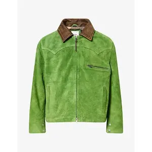 FOUND Western Barn Leather Jacket - Mossy Green