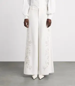 Cinq À Sept Roxane Embroidered Wide Leg Trousers