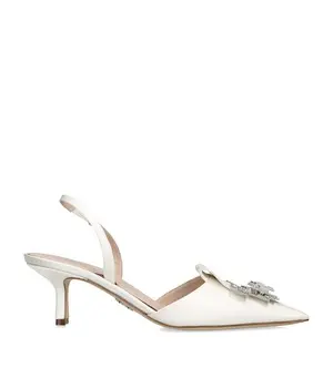 Rodo Satin Dafne Slingback Heels 75 - White
