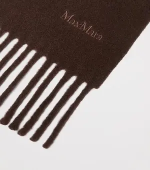 Max Mara Wool Fringed Logo Scarf