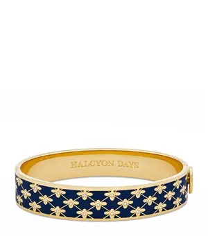 Halcyon Days Gold-plated Enamel Bee Sparkle Bangle