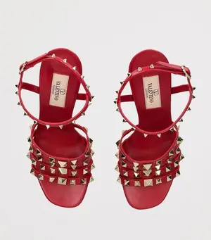 Valentino Garavani Rockstud Leather Stiletto Heeled Sandals - Red