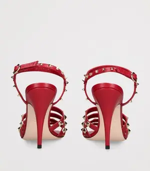 Valentino Garavani Rockstud Leather Stiletto Heeled Sandals - Red