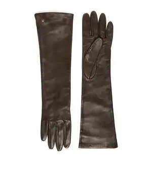 Max Mara Lambskin Long Gloves - Brown