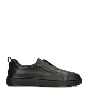 Santoni Leather Victory Sneakers - Black